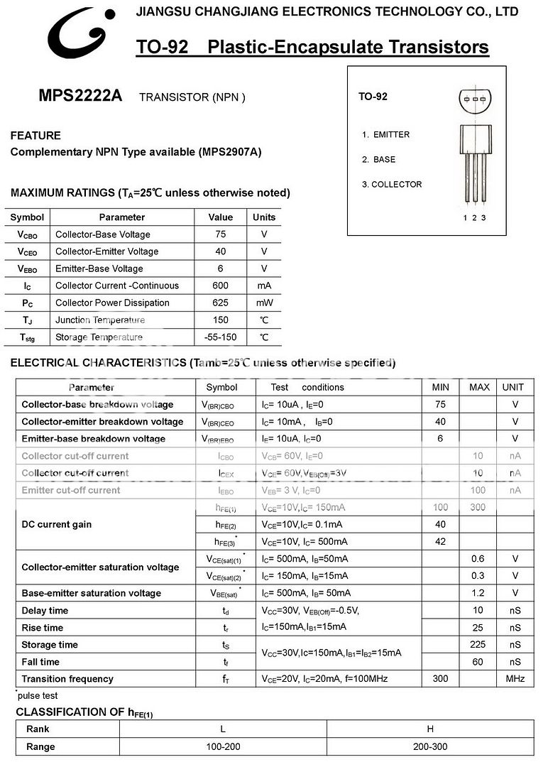 MPS2222A NPN Switching & GP Transistor, MPS2222, x 50 | eBay